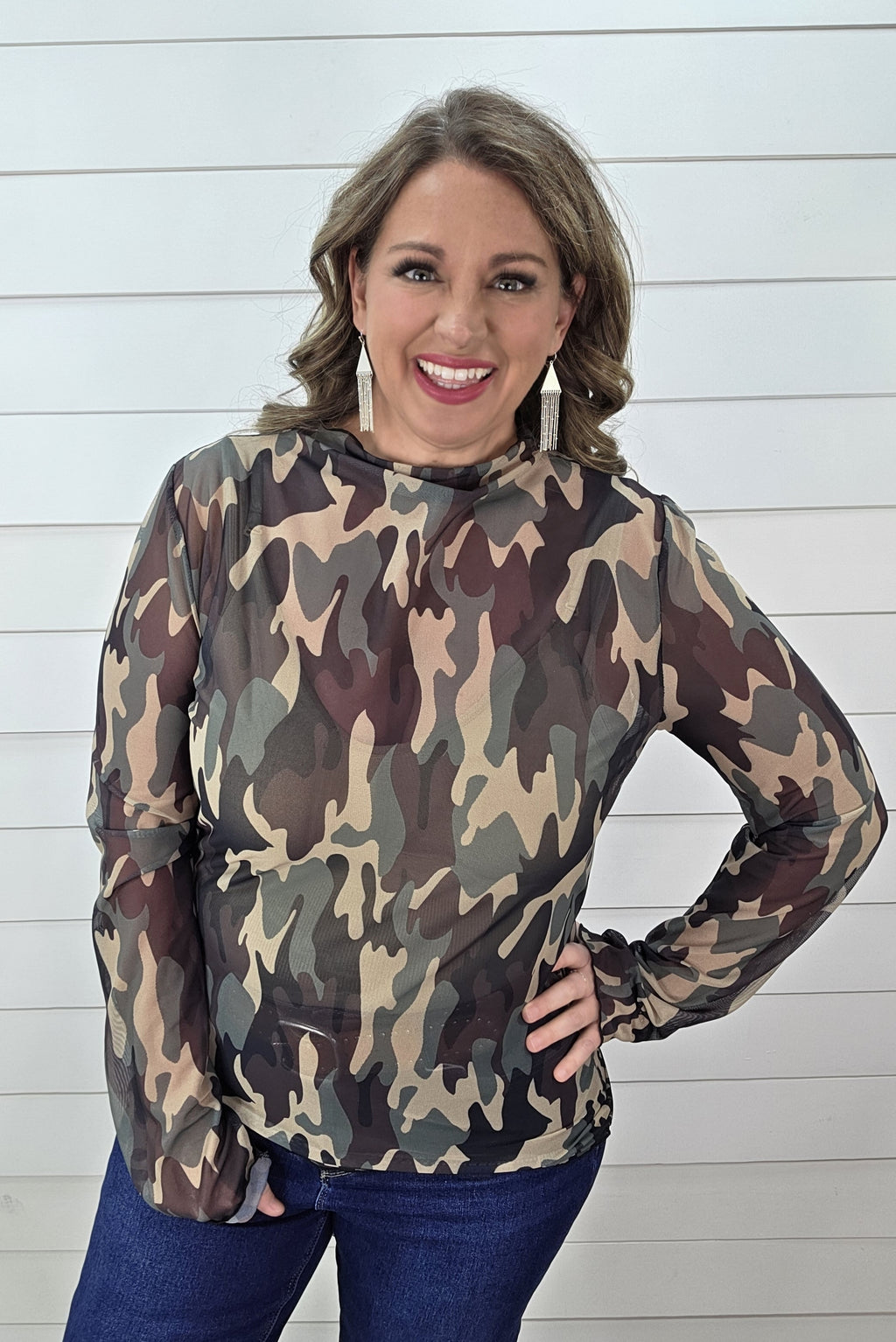 CAMO MESH TOP – Brooch Boutique