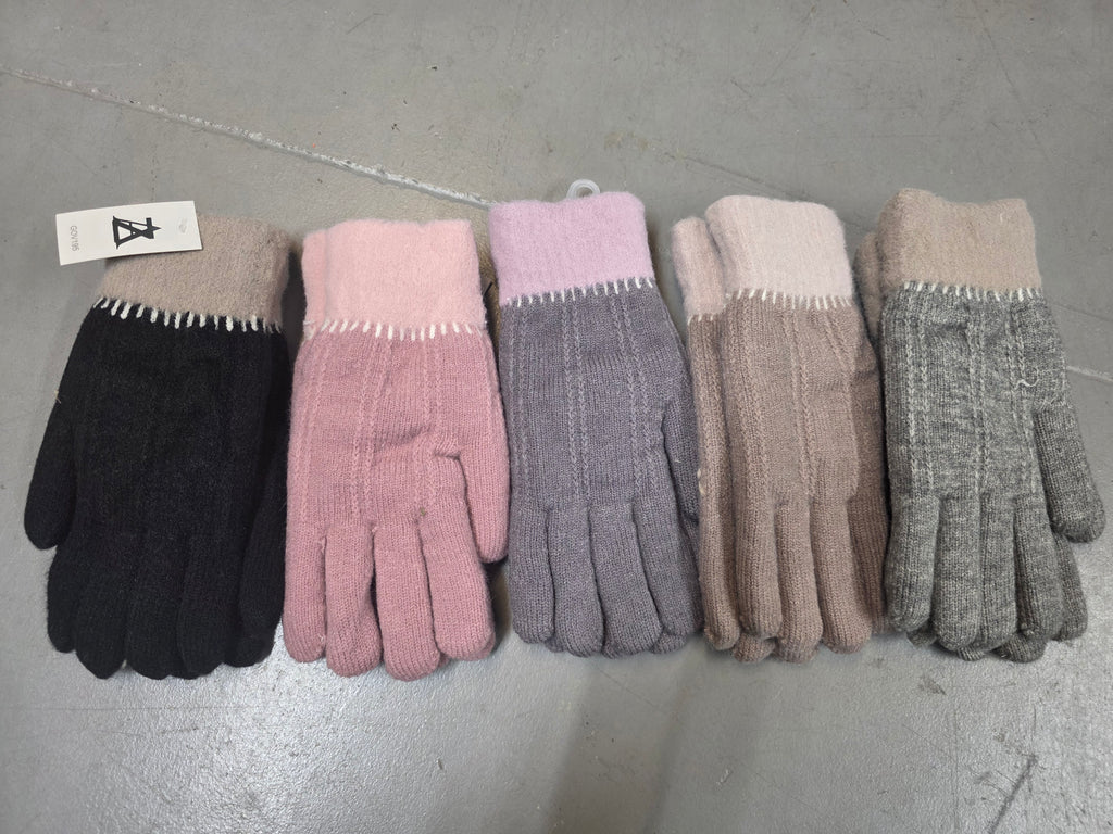 TWO TONE STITCH TRIM FAUX FUR LINED GLOVES - 5 COLORS – Brooch Boutique